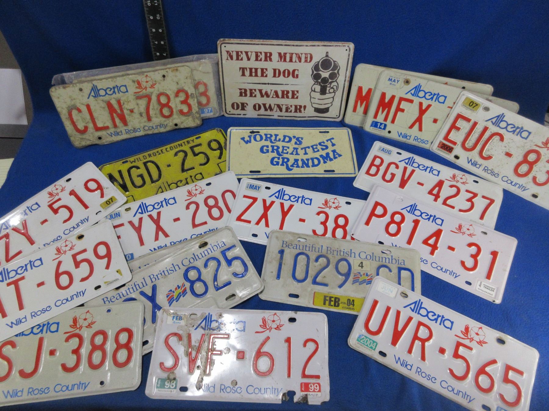 Lot of 18 Assorted License Plates & 2 Signs