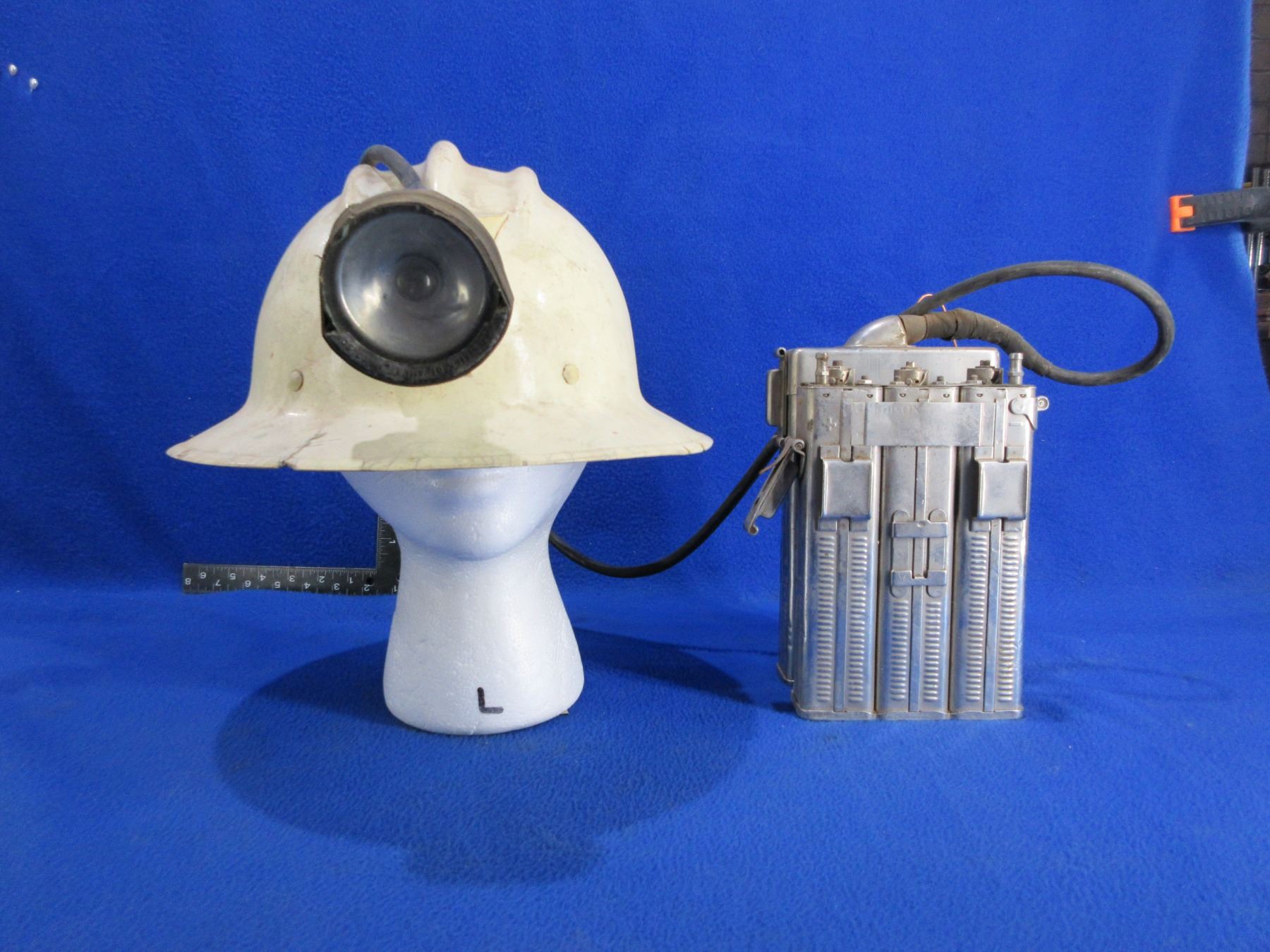 2 Vintage Edison Cap Lamp Batteries, Lamp and Helmet