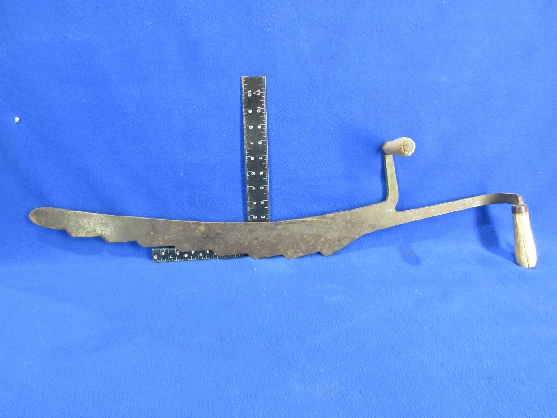 Vintage Metal Hay Saw with Wood Handles
