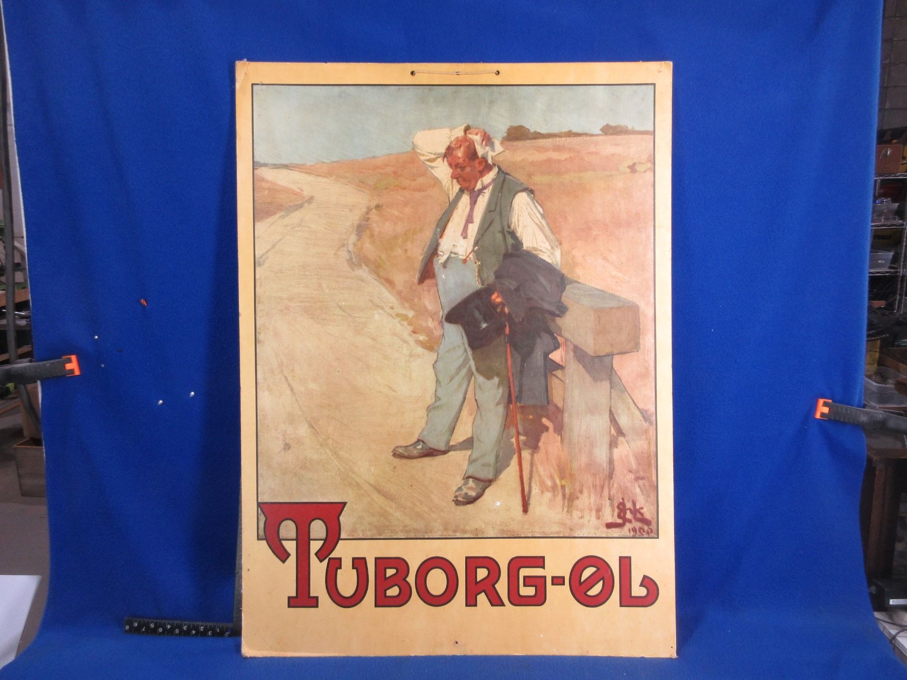 Vintage Tuborg-Ol Brewing Co. Cardboard Advertising Poster