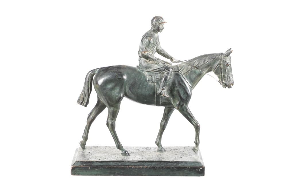 Original Copper Winners Horse & Jockey Sculpture