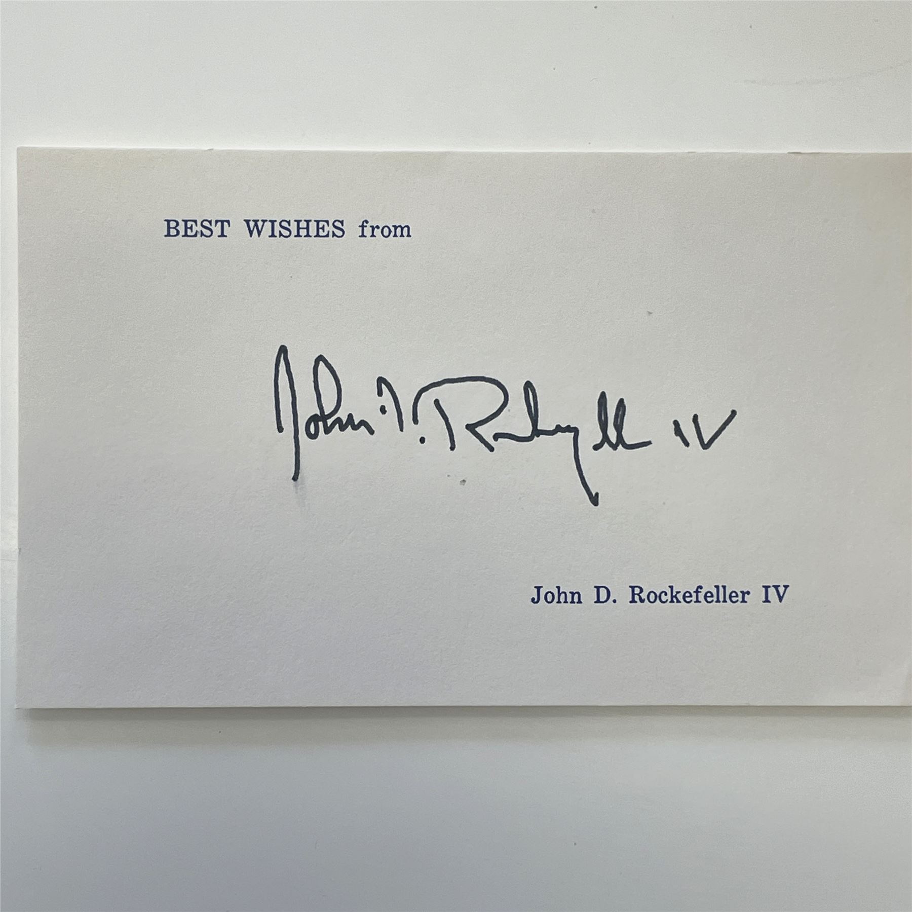 Former Governor of West Virginia John D. Rockefeller IV signed note