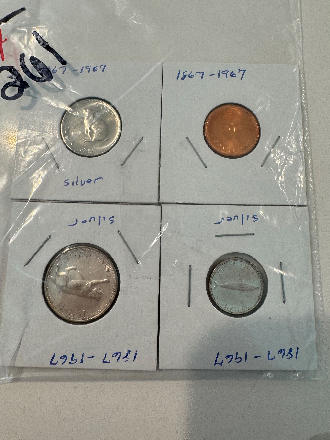 18 67–1967 penny, nickel, silver dime, silver Quarter