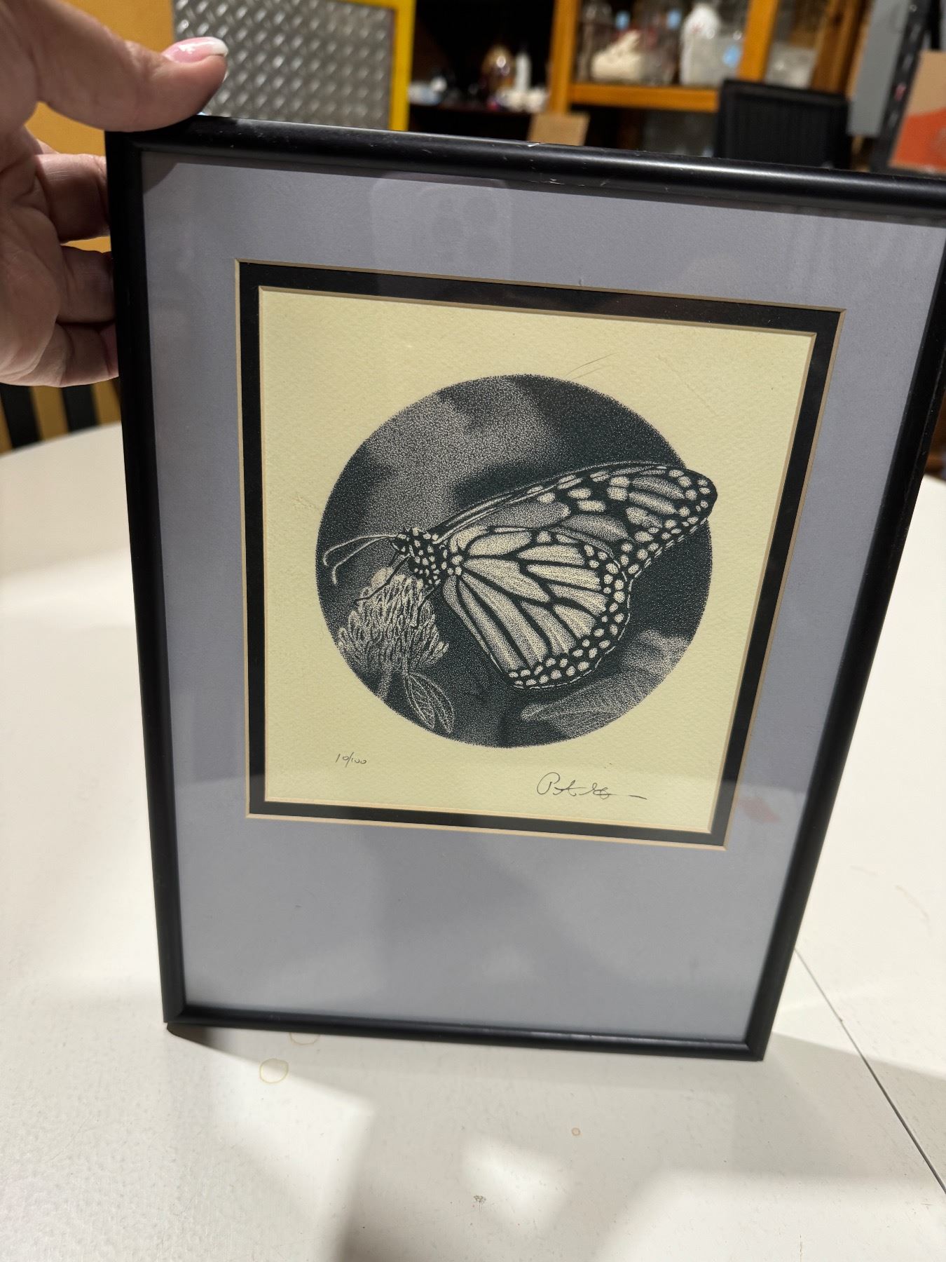 Limited edition, butterfly etching signed