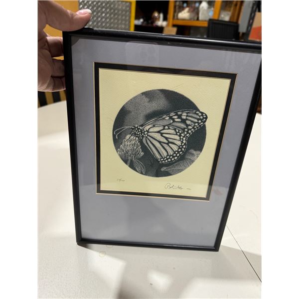 Limited edition, butterfly etching signed