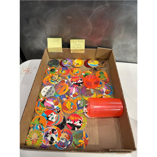 1995 Bugs Bunny, Tweety, Martian, Daffy Duck POGs