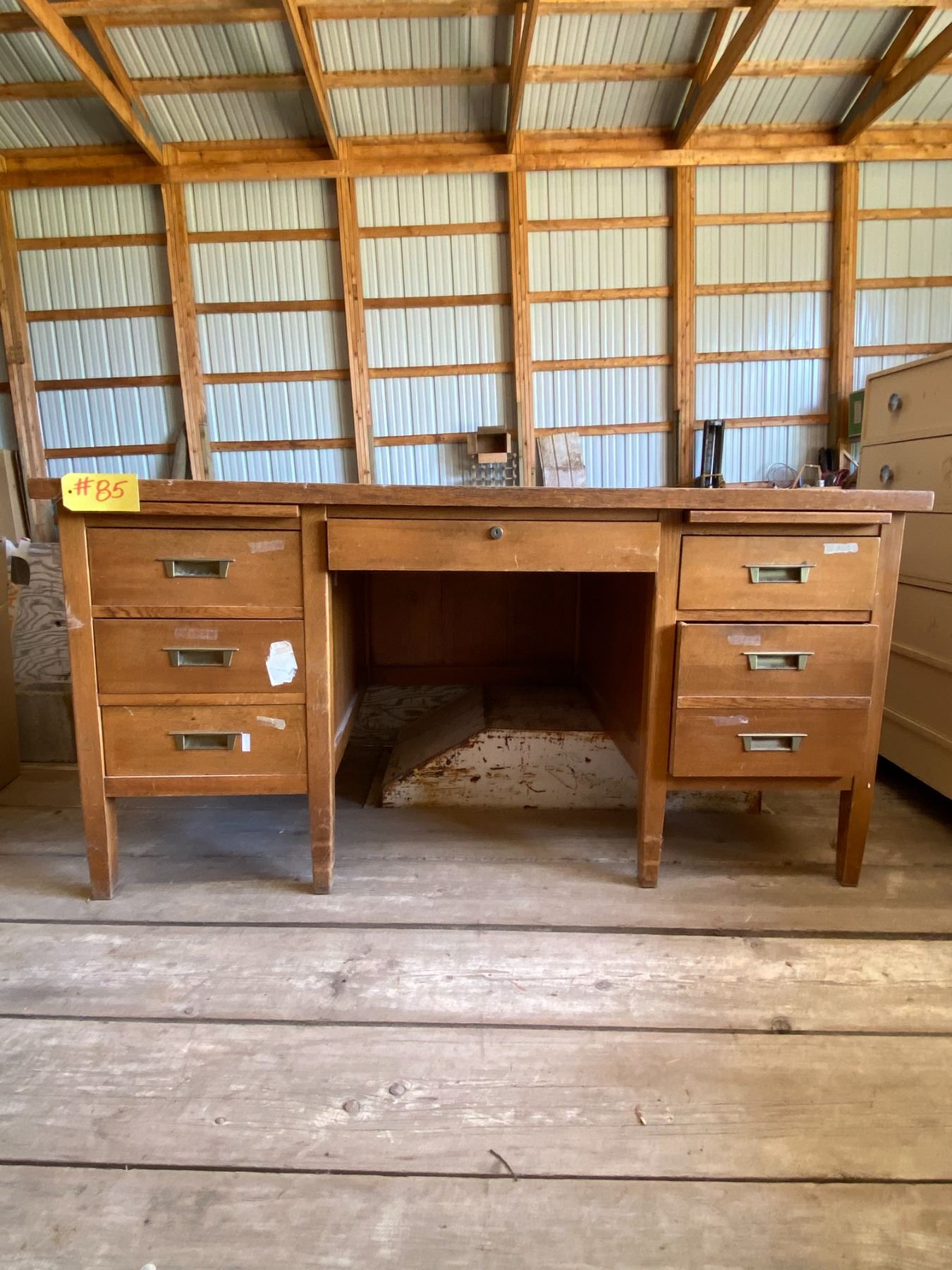 Heavy oak wooden desk