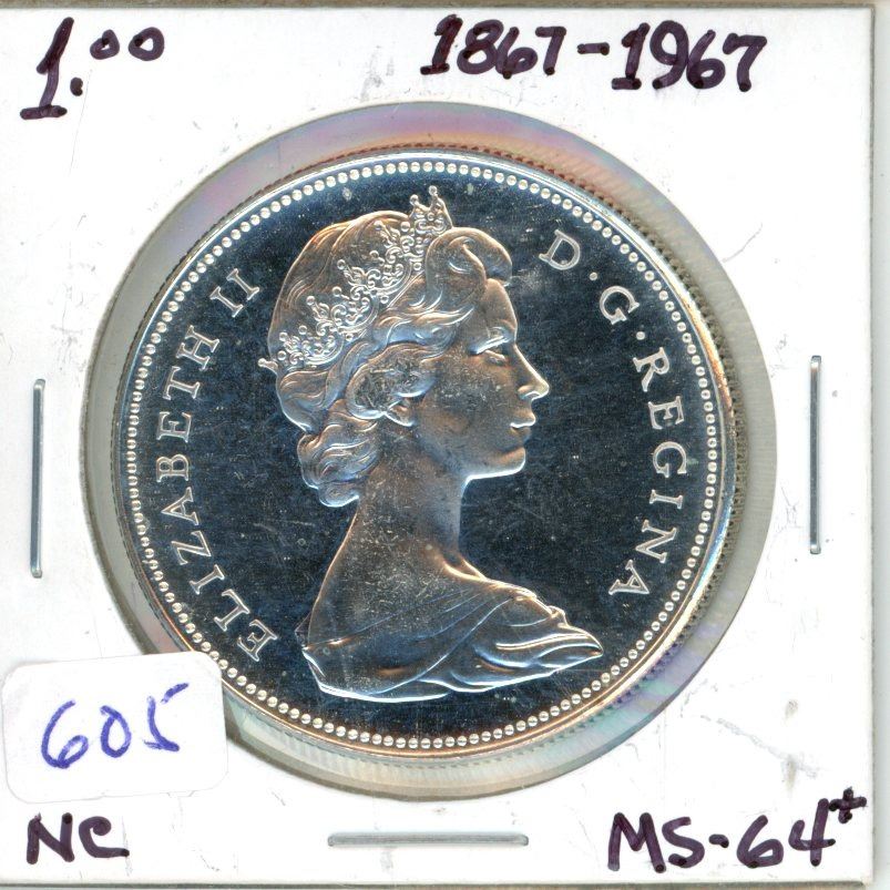 1867-1967 Canadian silver 1 dollar coin MS-64 - Schmalz Auctions