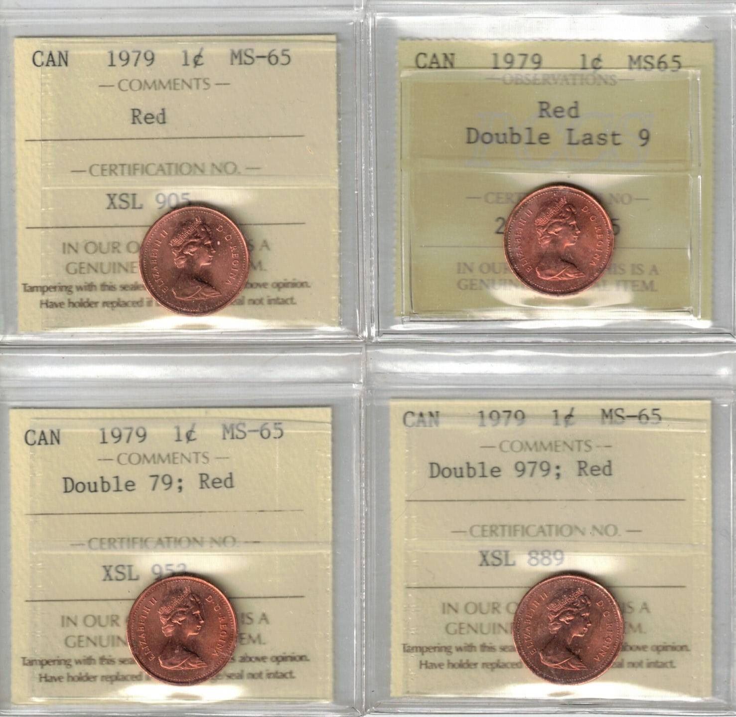 1979 variety lot of 4 coins, Certified