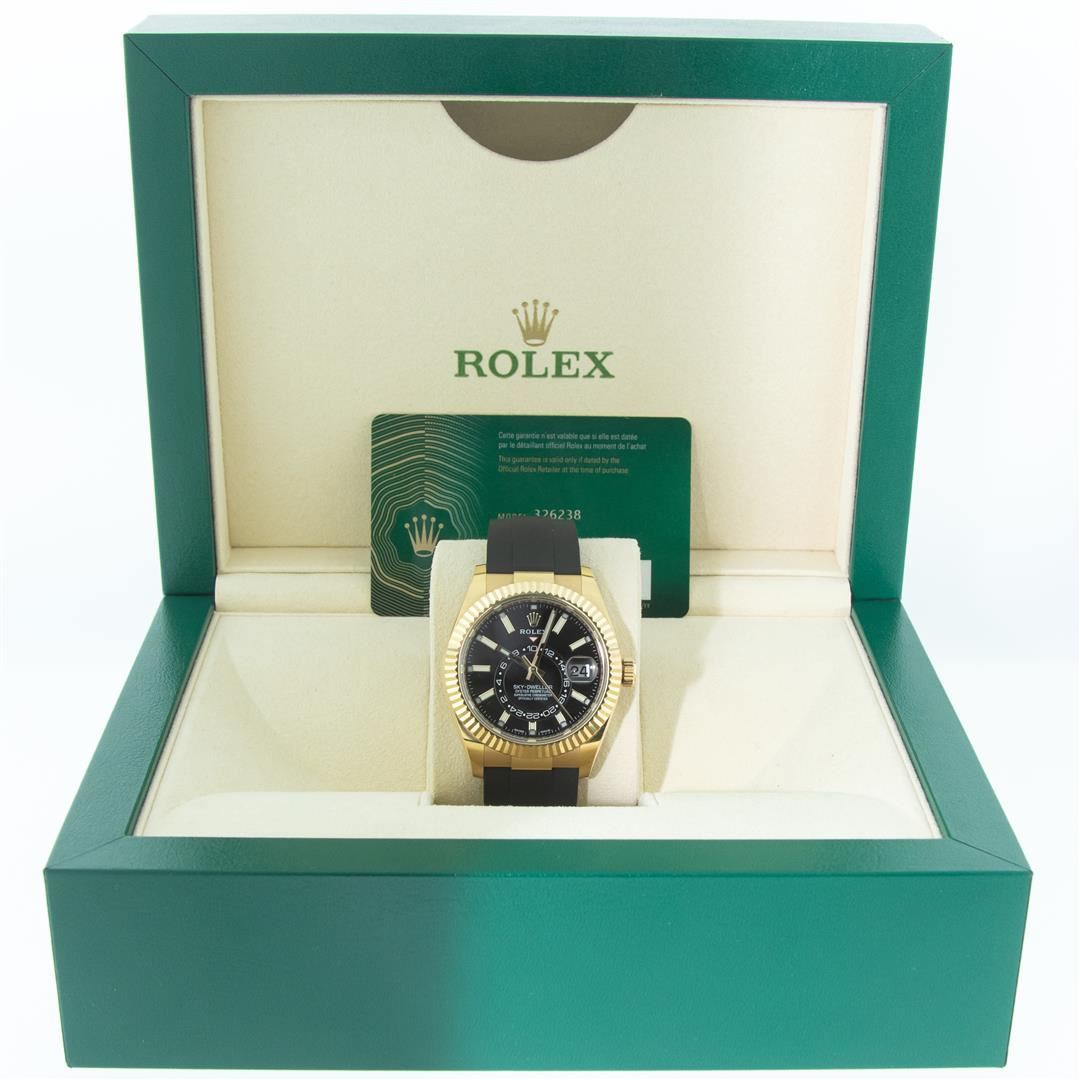Rolex Mens Yellow Gold Sky Dweller 42MM On Oyster Flex Band With Box ...