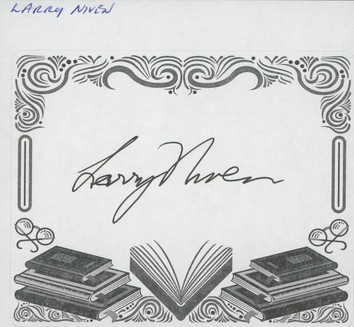 Larry Niven signed bookplate