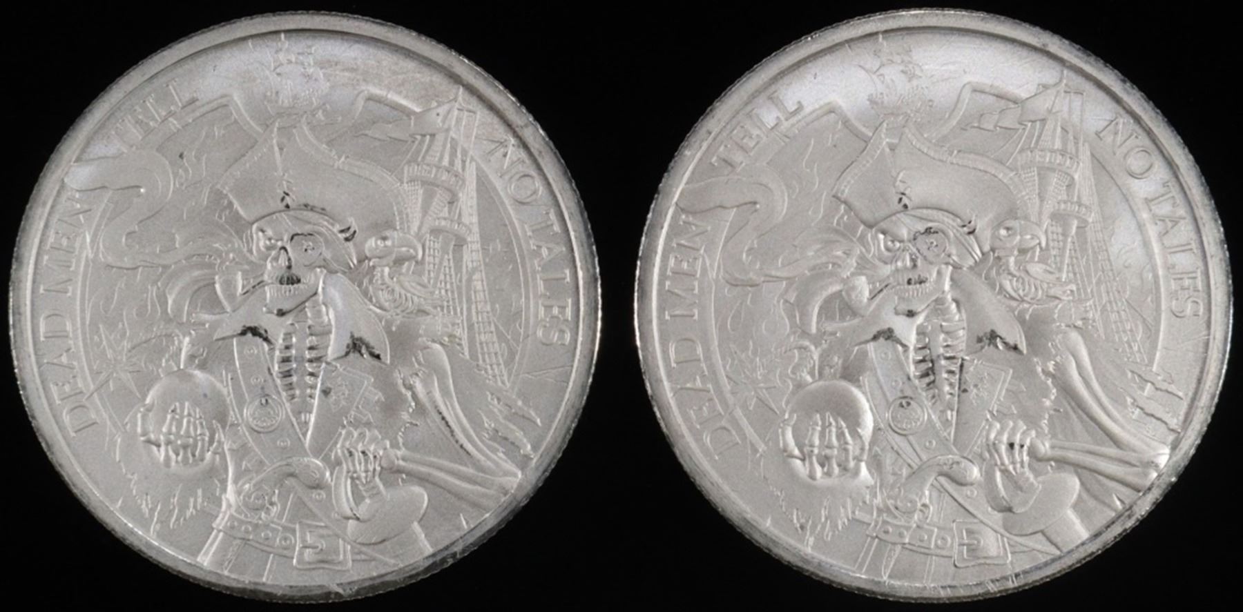(2) 1 OZ .999 SILVER DEAD MEN TELL NO TALES ROUNDS