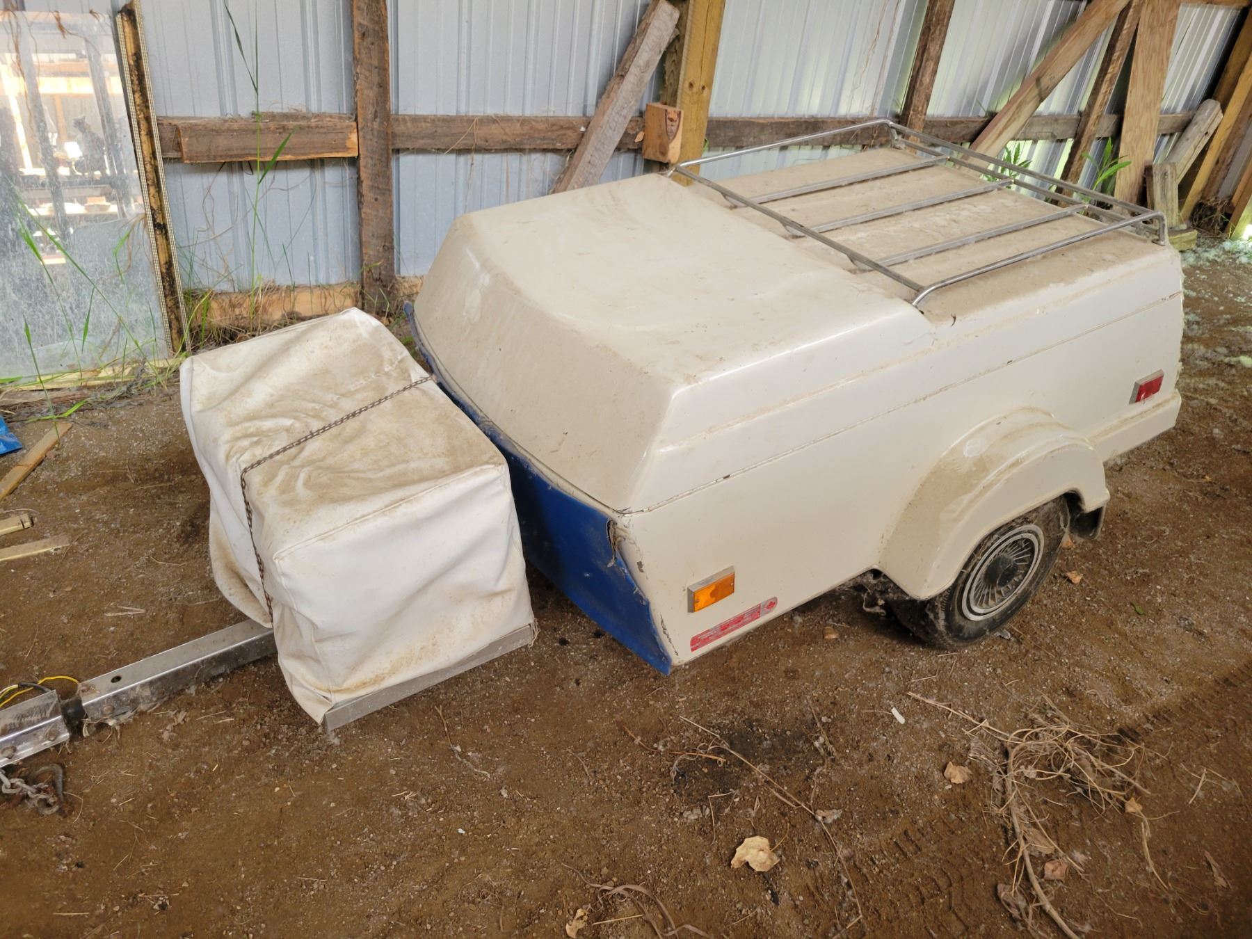 1988 Pull-behind Motorcycle trailer c/w helmets, Jerry can, & Cooler ...