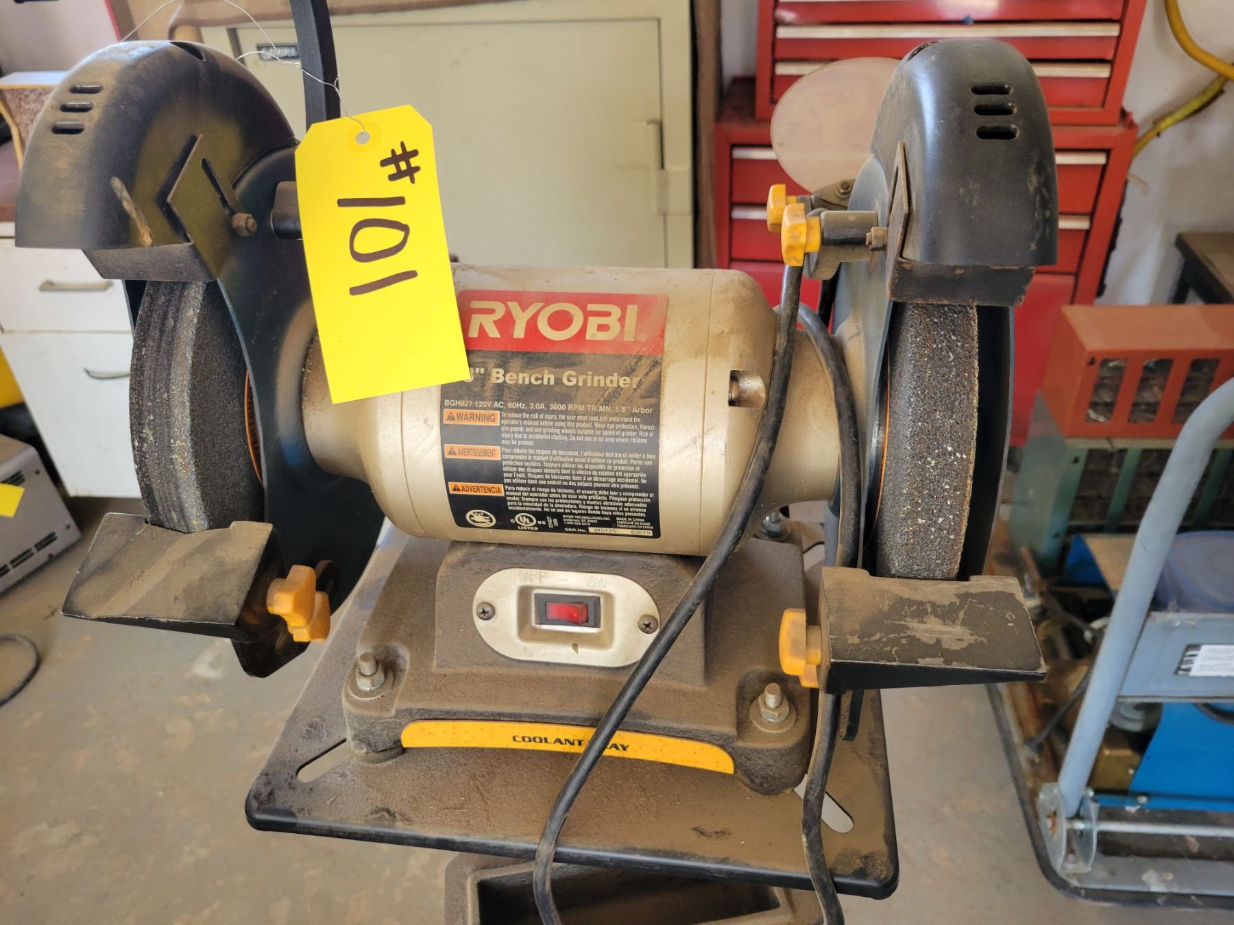 Ryobi bench grinder and stand.