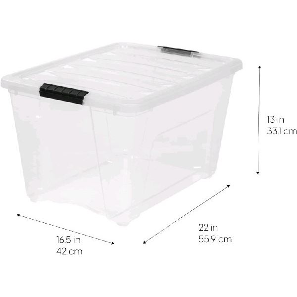 Iris Usa 50.2L (53 Us Qt) Stackable Plastic Storage Bins With Lids And ...