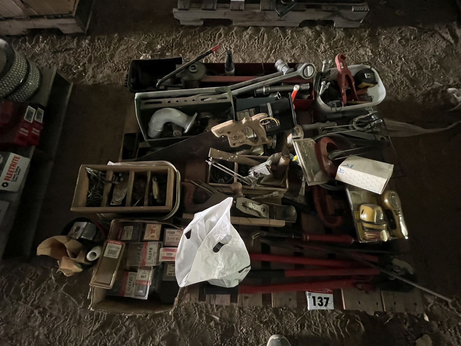 Assorted Screws, Saws, Plane, Bolt Cutter, Pipe Cutter, 3/4in. Ratchets