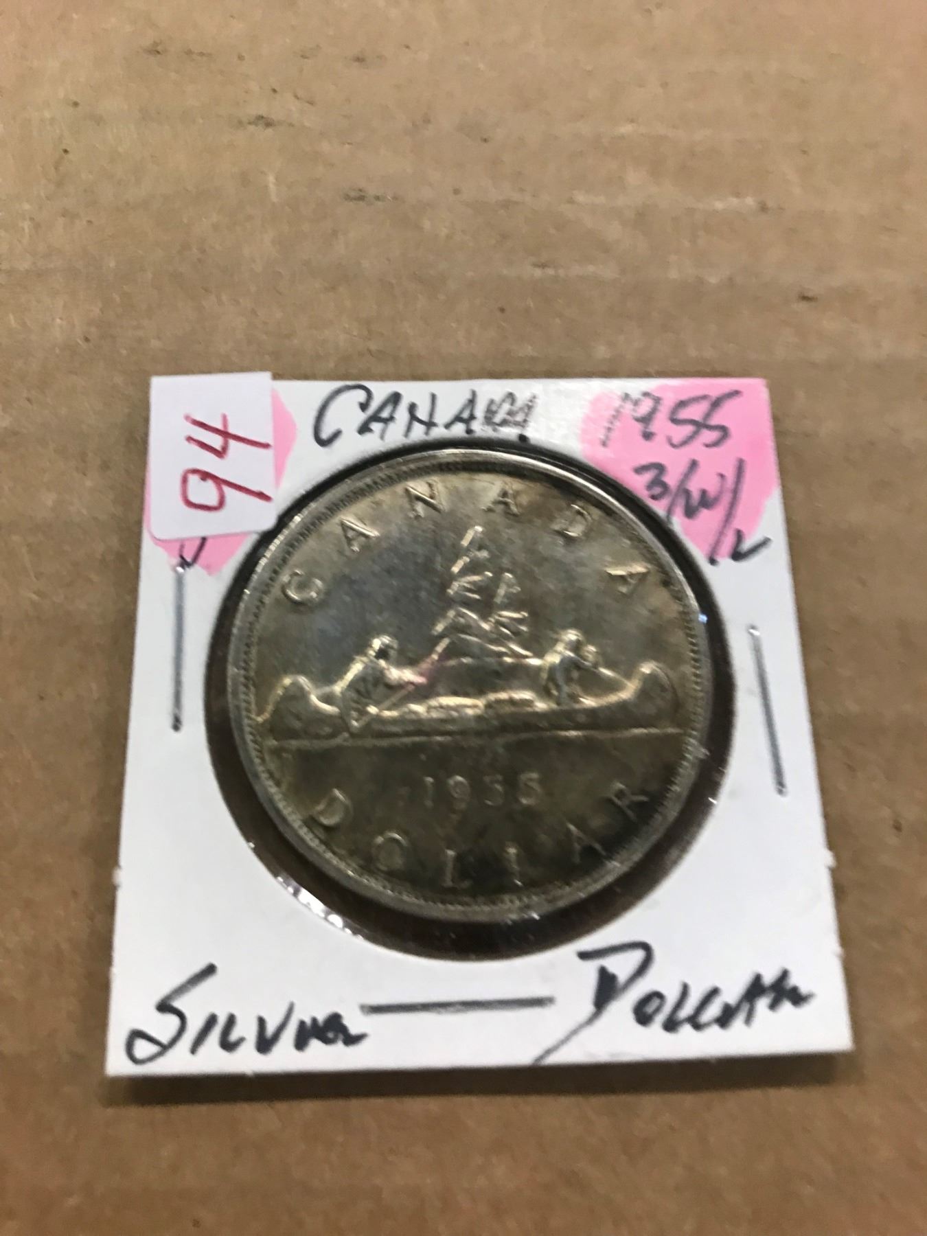 1955 - 3 WATERLINE CANADA SILVER DOLLAR