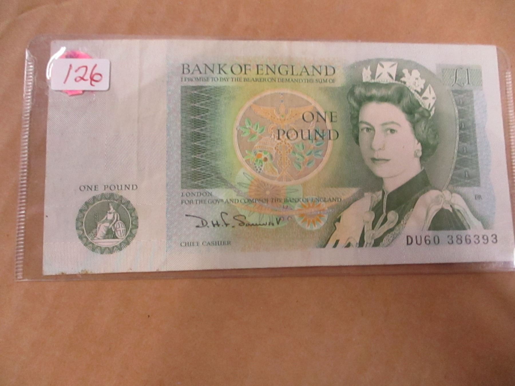 BANK OF ENGLAND (LEGAL TENDER) ONE POUND QUEEN ELIZABETH BANK NOTE