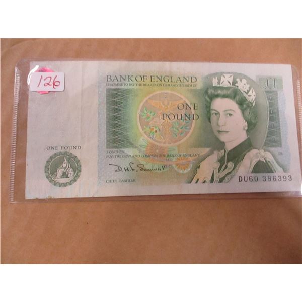 BANK OF ENGLAND (LEGAL TENDER) ONE POUND QUEEN ELIZABETH BANK NOTE