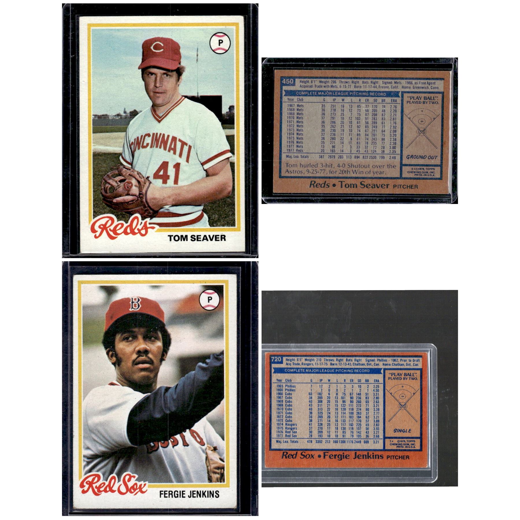 Tom Seaver 1978 Topps #450 & Fergie Jenkins 1978 Topps #720