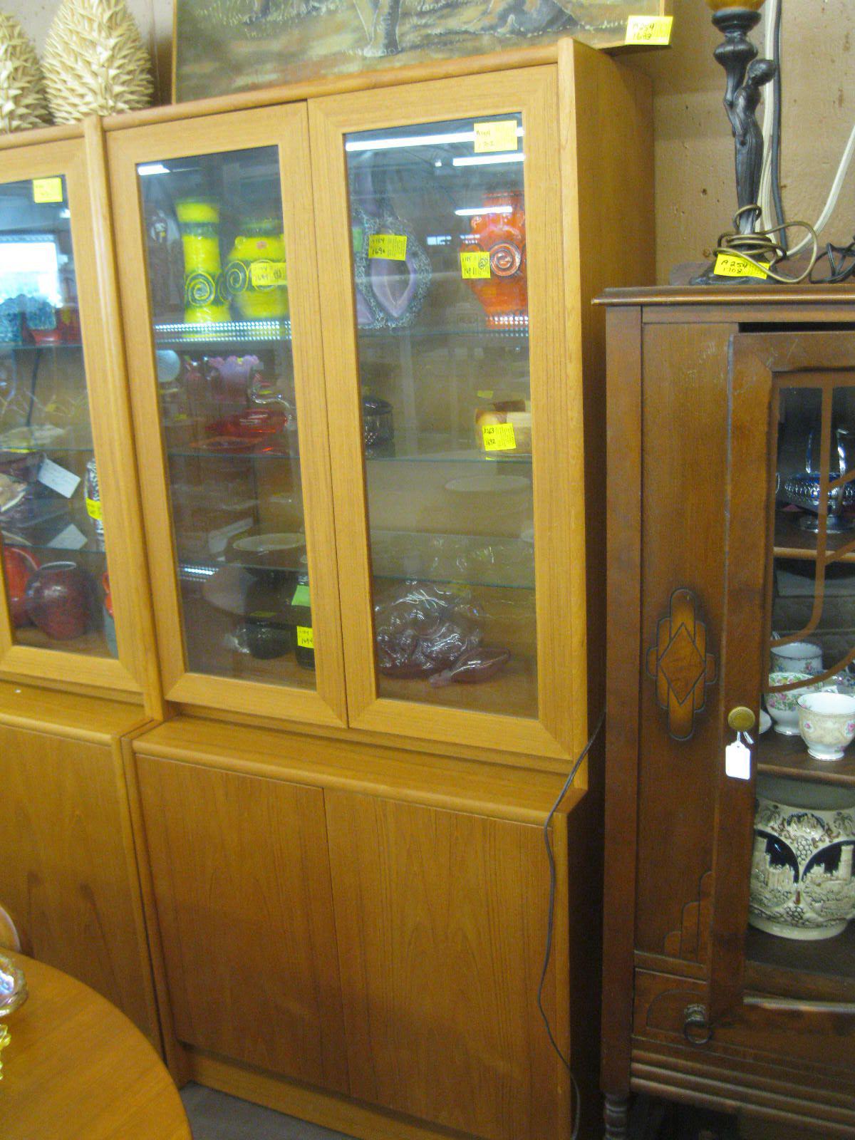 Teak Glass Door Cabinet Wlower 2 Door Cabinet Dodds Auction