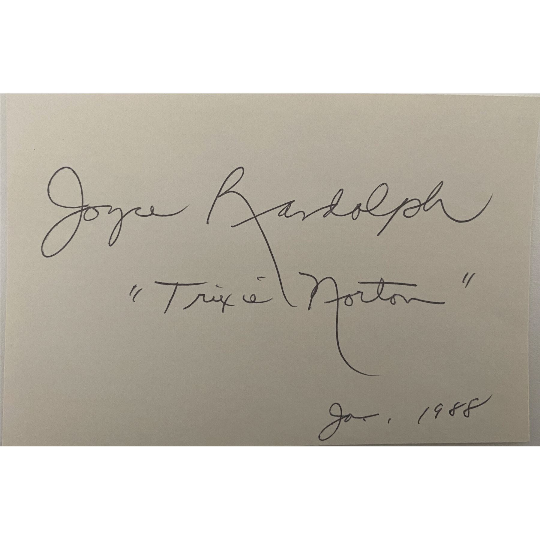 The Honeymooners Joyce Randolph original signature - Test Site