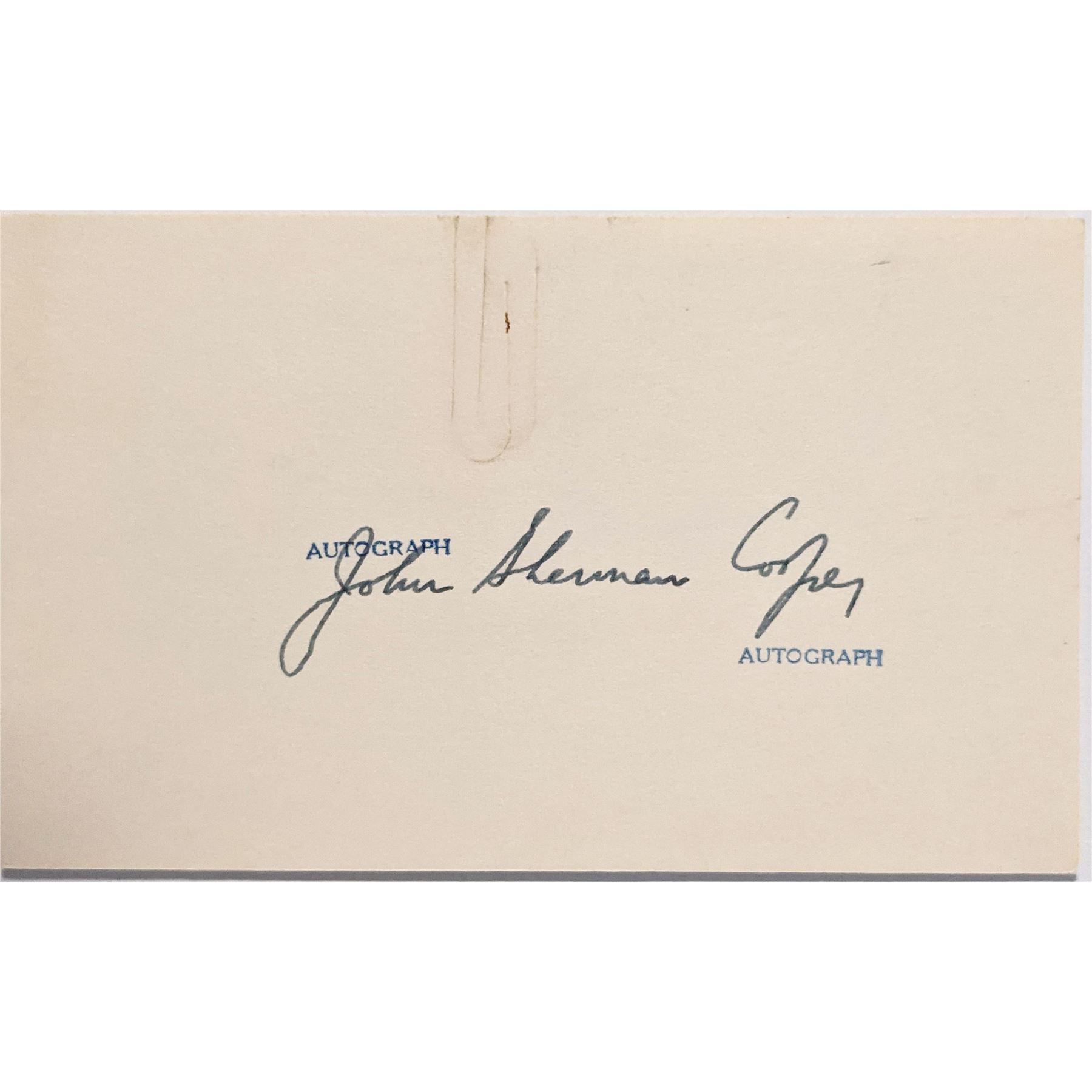 Senator John Sherman Cooper autograph.