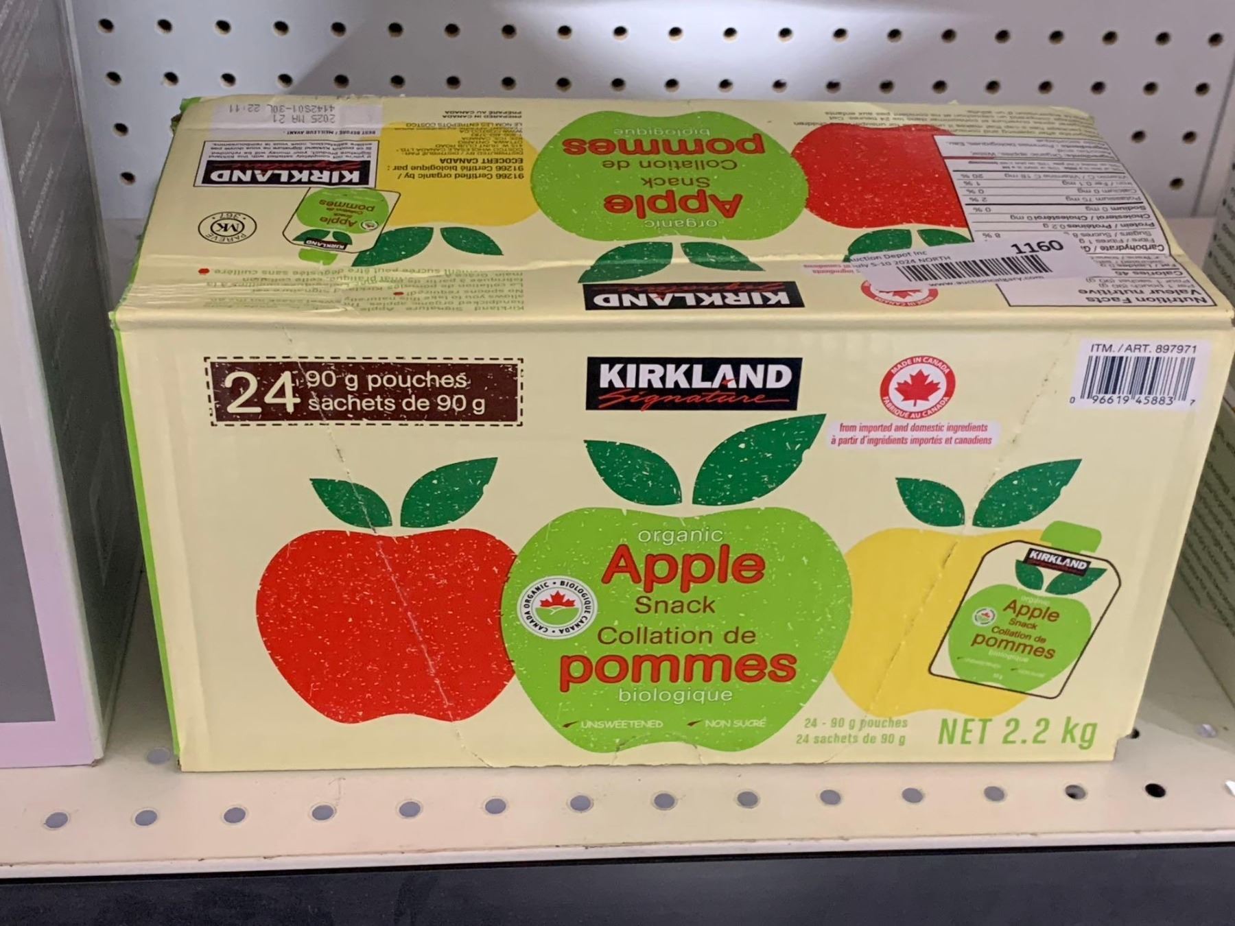 Kirkland Signature Organic Apple Snack 24 x 90g Pouches
