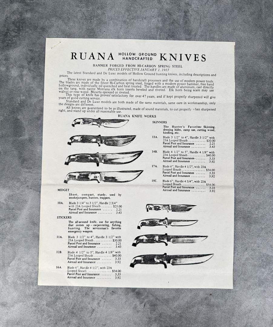 Rudy RH Ruana Bonner Montana Knife Flyer