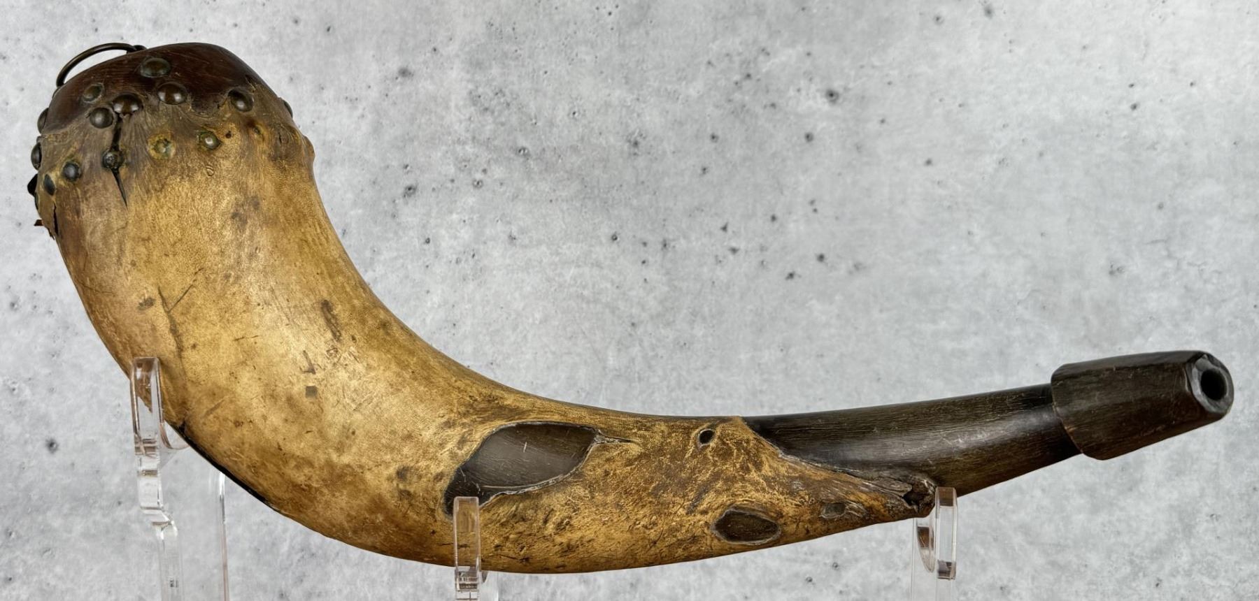 Antique Native American Indian Buffalo Powder Horn