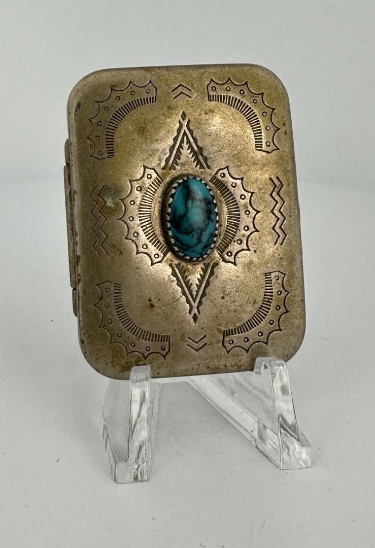 Navajo Sterling Silver Turquoise Pill Box