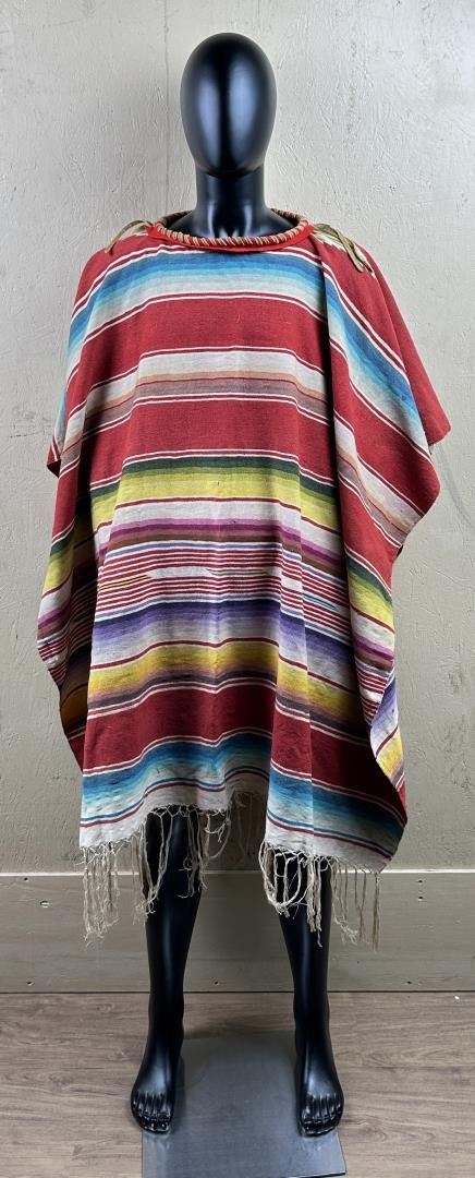 Antique Mexican Saltillo Serape Poncho