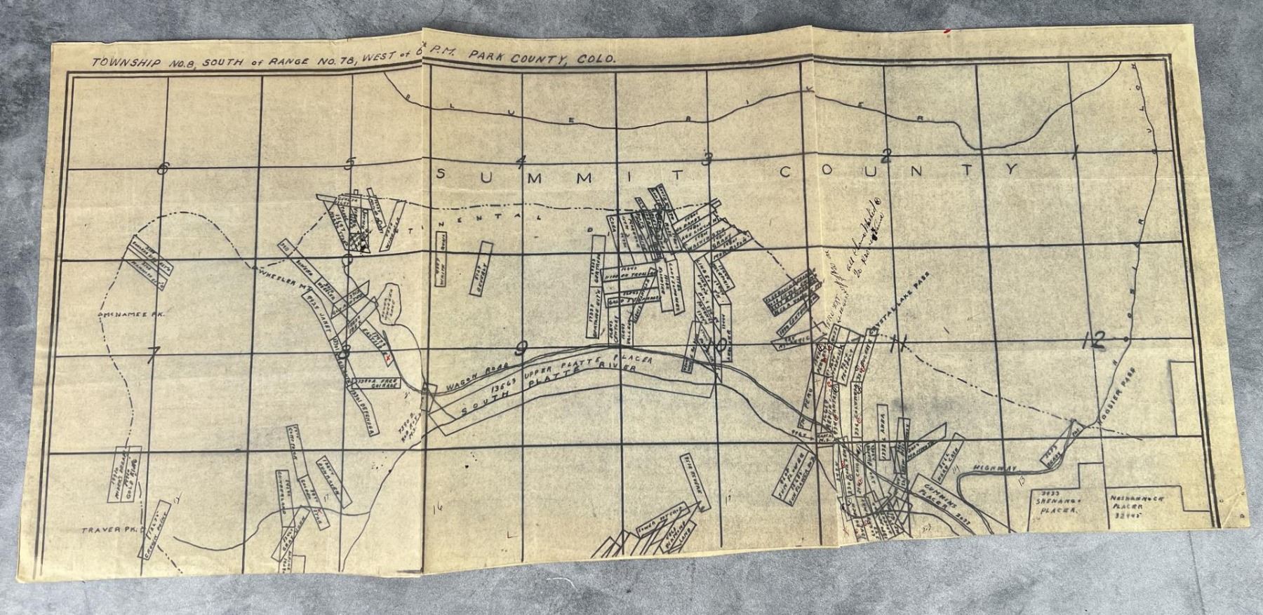 Old Park County Colorado Mining Map