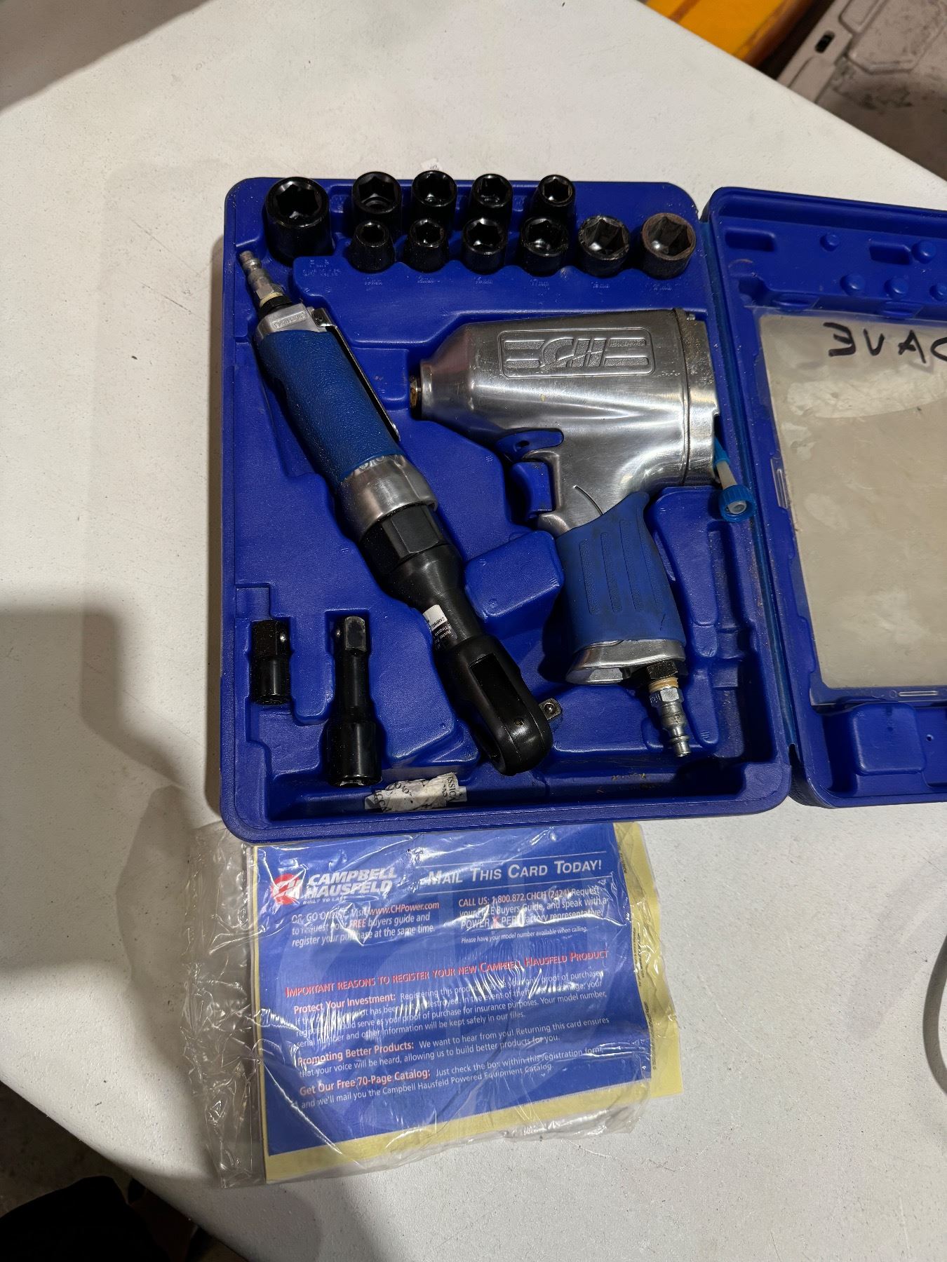 Campbell hausfled Tools 3/8 air ratchet and half inch impact wrench ...