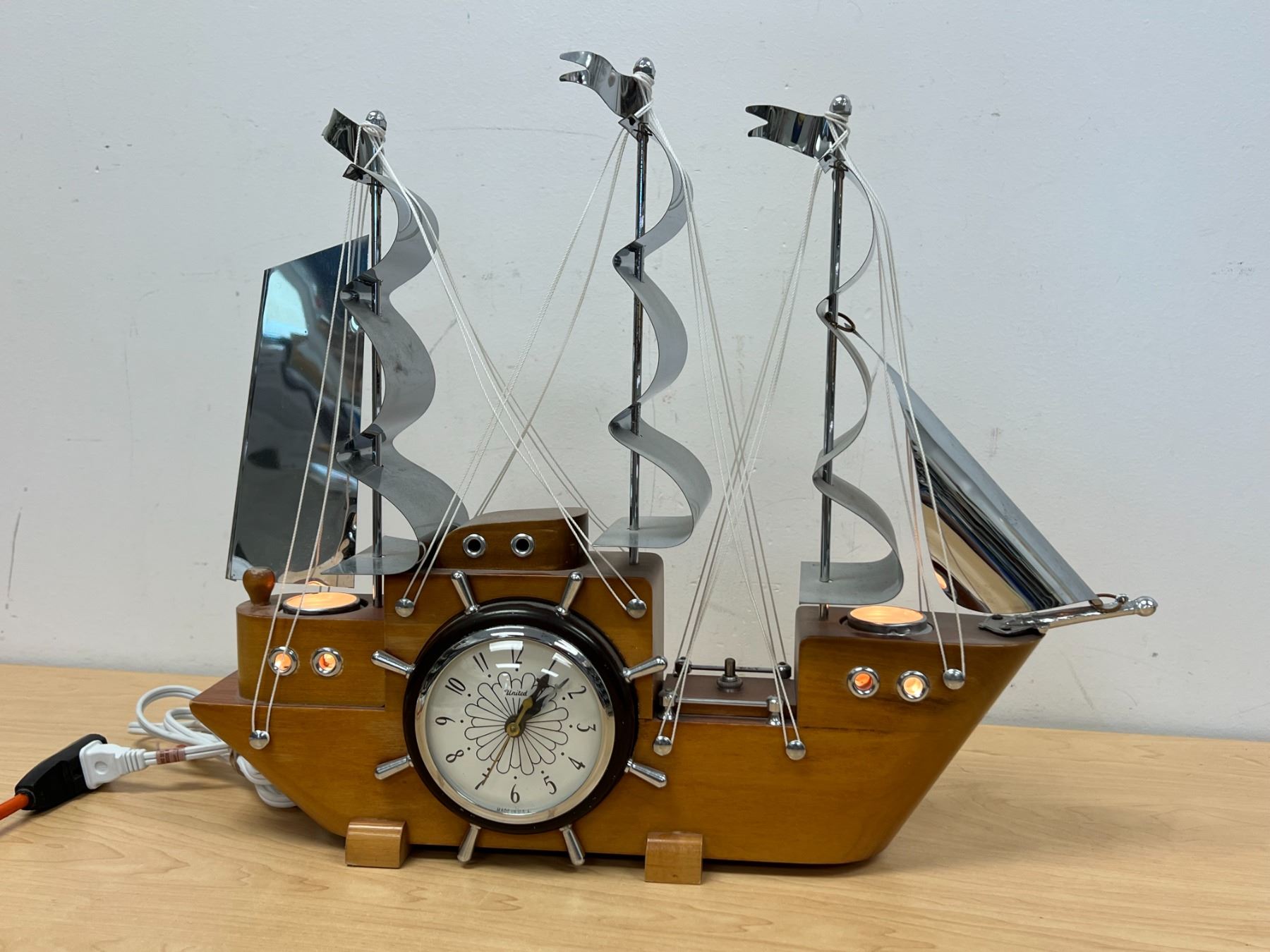 Vintage Mantle Light up Ship Clock