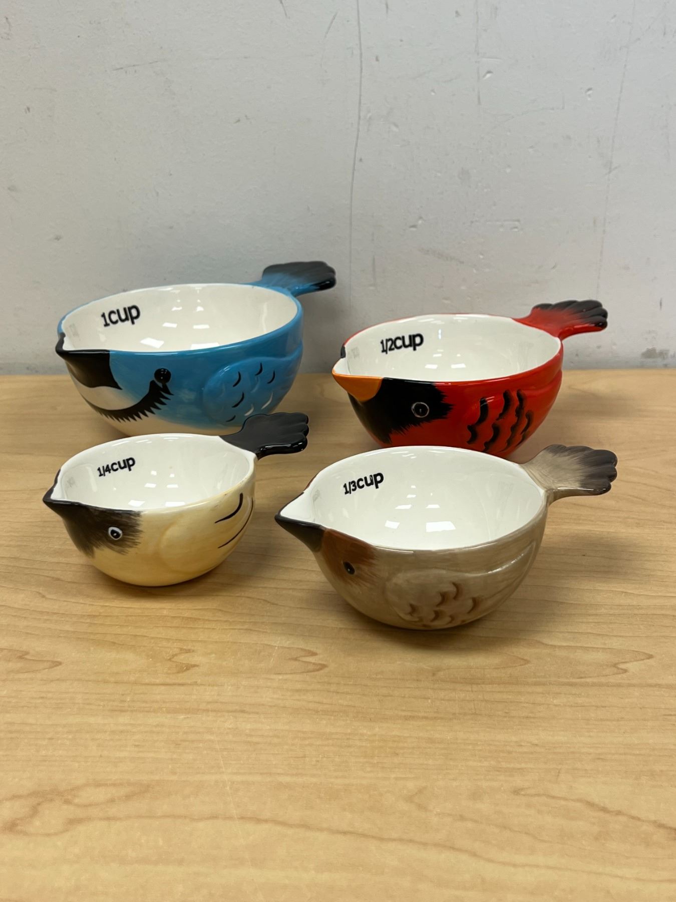 Ceramic Hand Painted Chicadee Birds Nesting Measuring Cups - nice, see ...