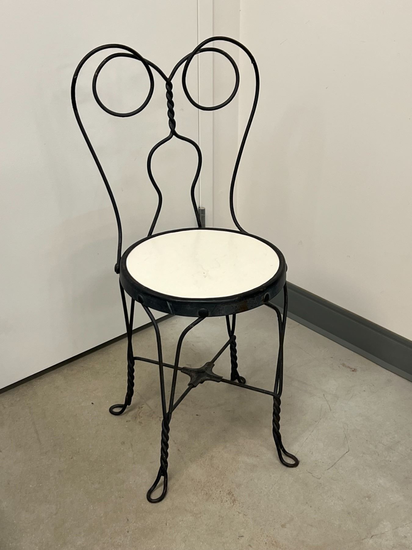 Antique Ice Cream Parlour / Café Chair - Black Iron - see all photos