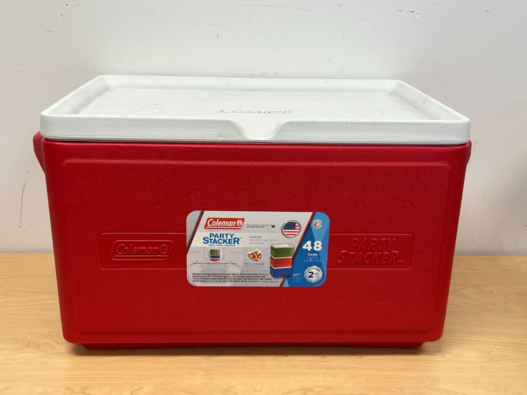 Coleman RED Party Stacker 48 Cans Picnic Cooler - Approx: 19x13" & 12"T