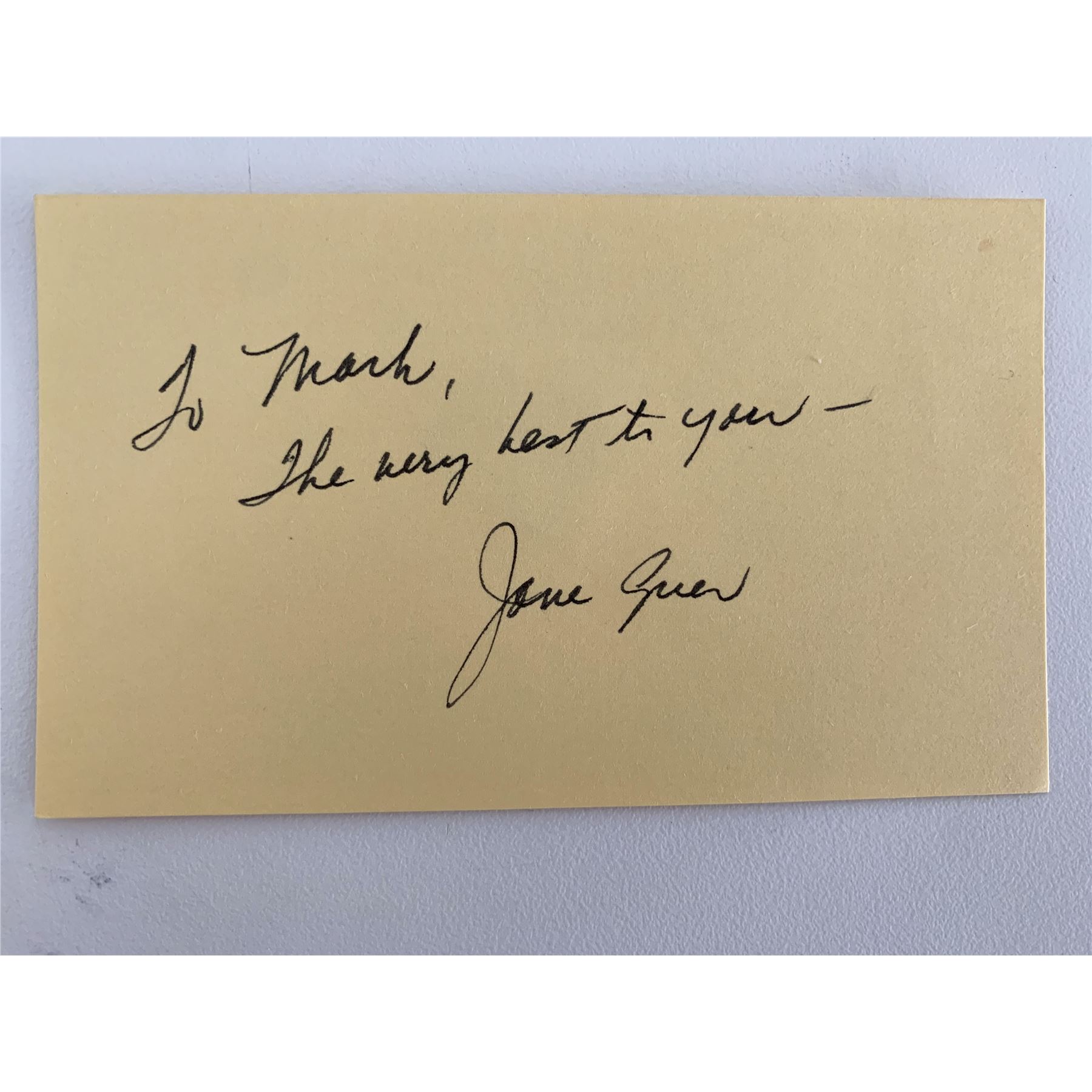 Actress Jane Greer original signature