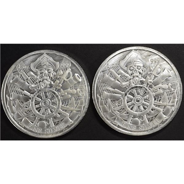 (2) 1 OZ .999 SILVER DEAD MEN TELL NO TALES ROUNDS