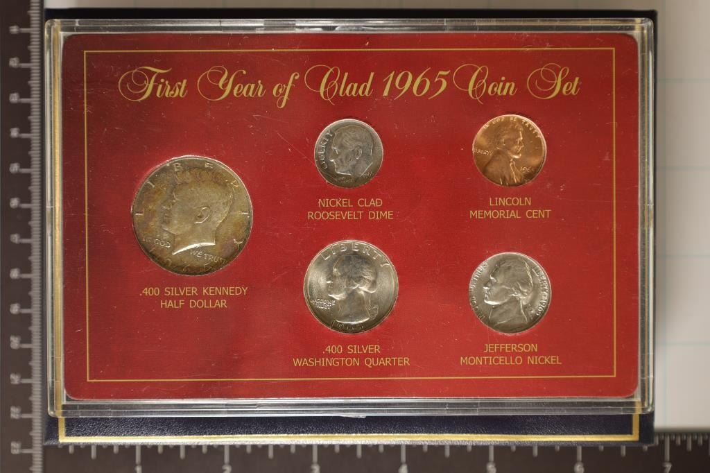 THE 1ST YEAR OF CLAD 1965 COIN SET INCLUDES: