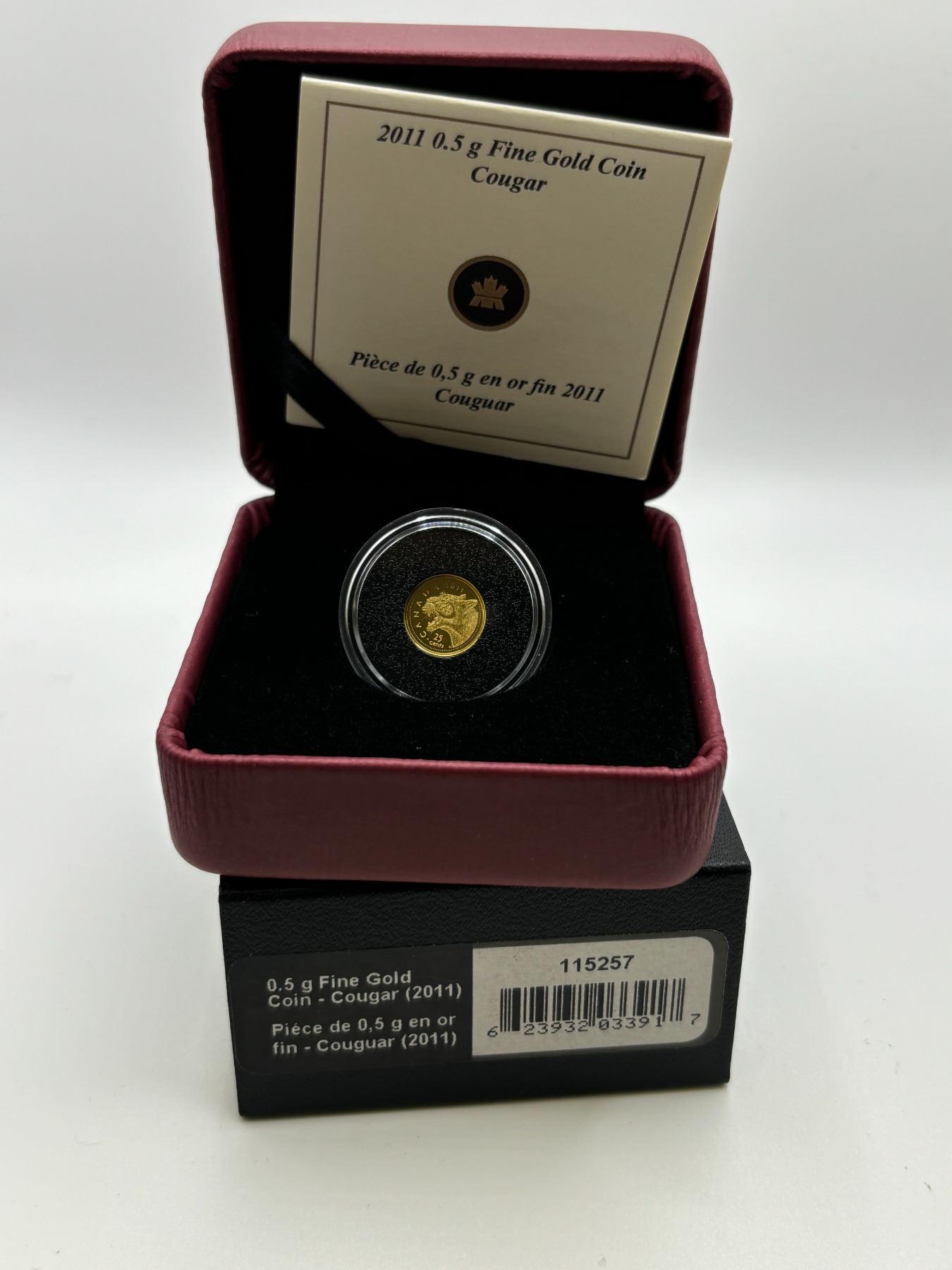 2011 25 Cent 0.5g Cougar pure gold. (tax exempt)