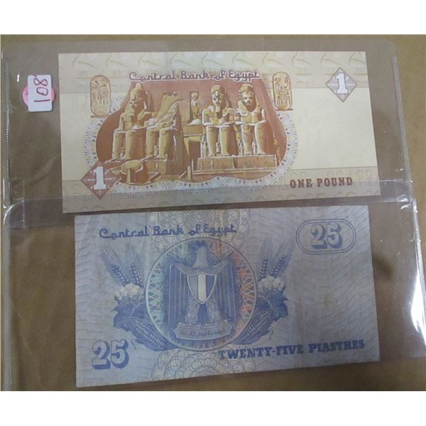 SET OF 2 EGYPTIAN COLLECTABLE CURRANCY BANK NOTES