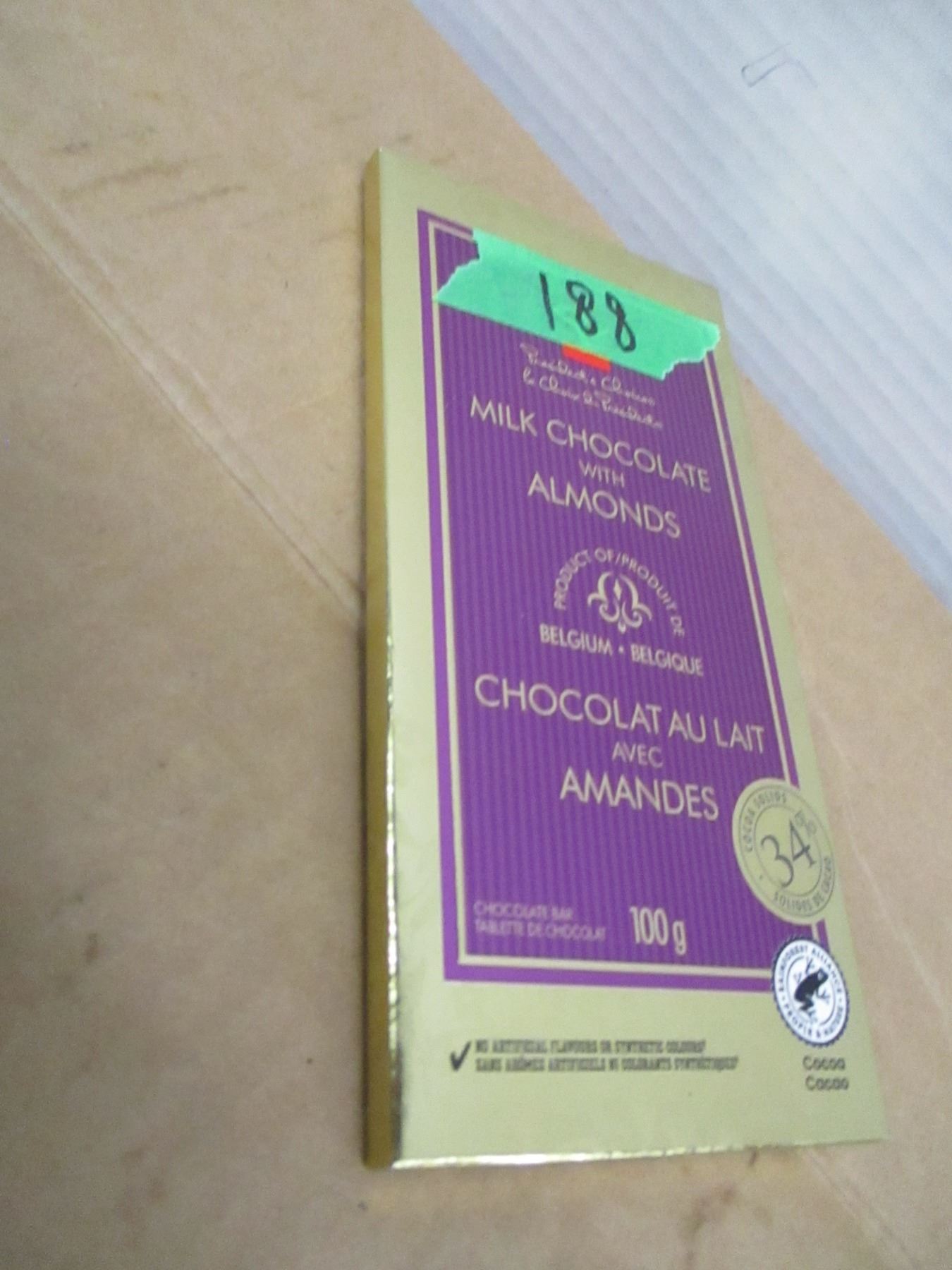 SHELF PULLS (AS IS): MILK CHOCOLATE & ALMONDS BAR (100G)