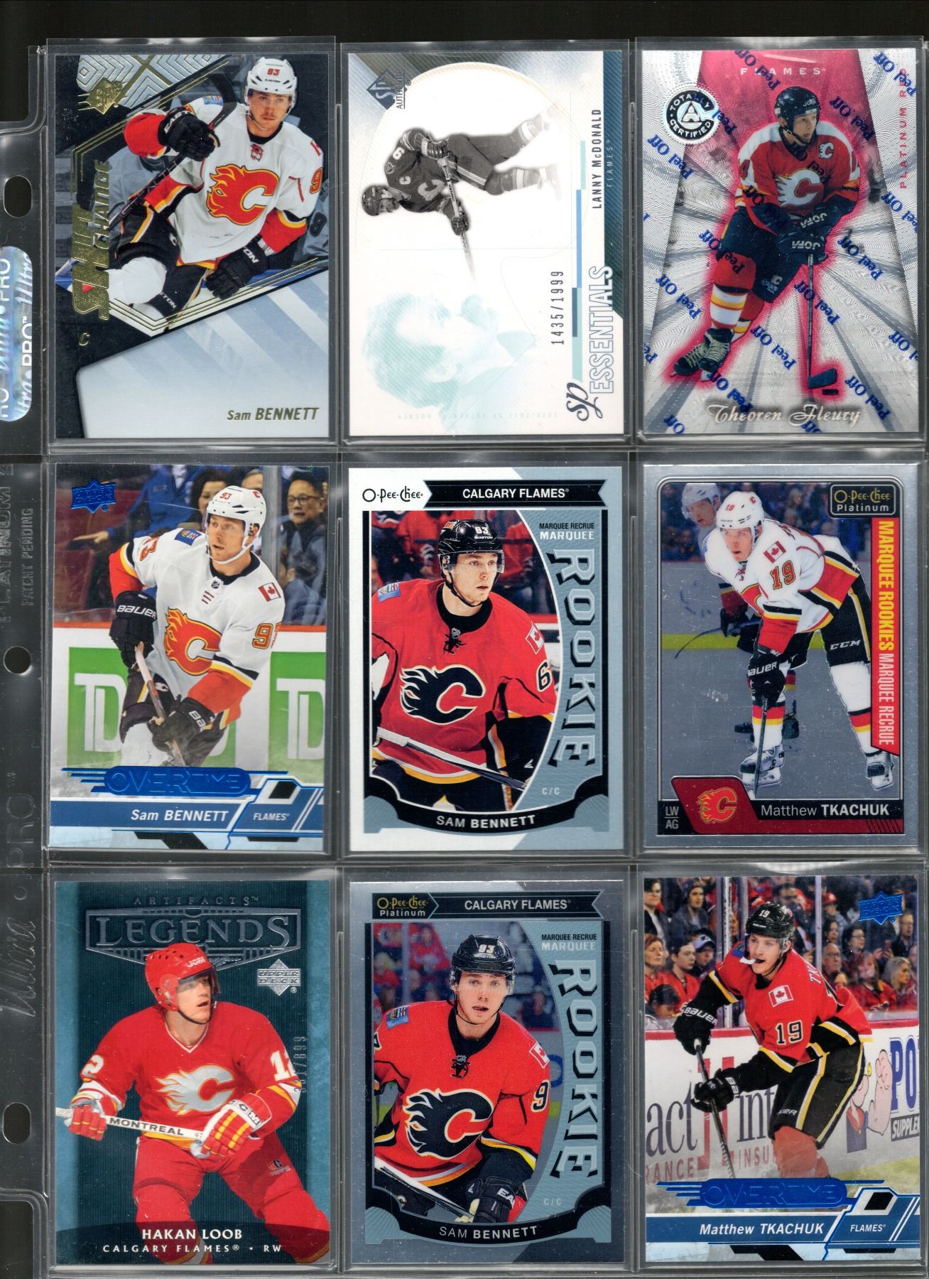 9 NHL Calgary Flames Rookie & Insert Cards Sam Bennett, Matthew Tkachuk ...