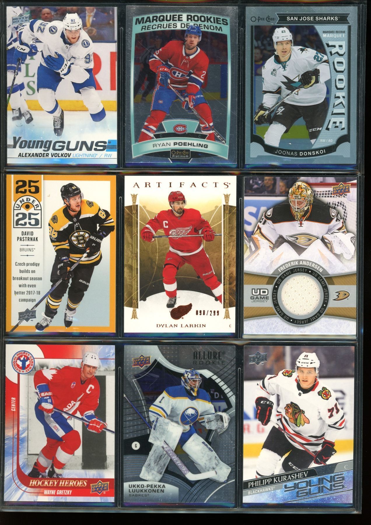 9 NHL Rookie & Insert Hockey Cards Various Teams