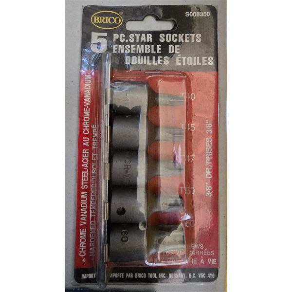 NEW BRICO 5PC STAR SOCKETS