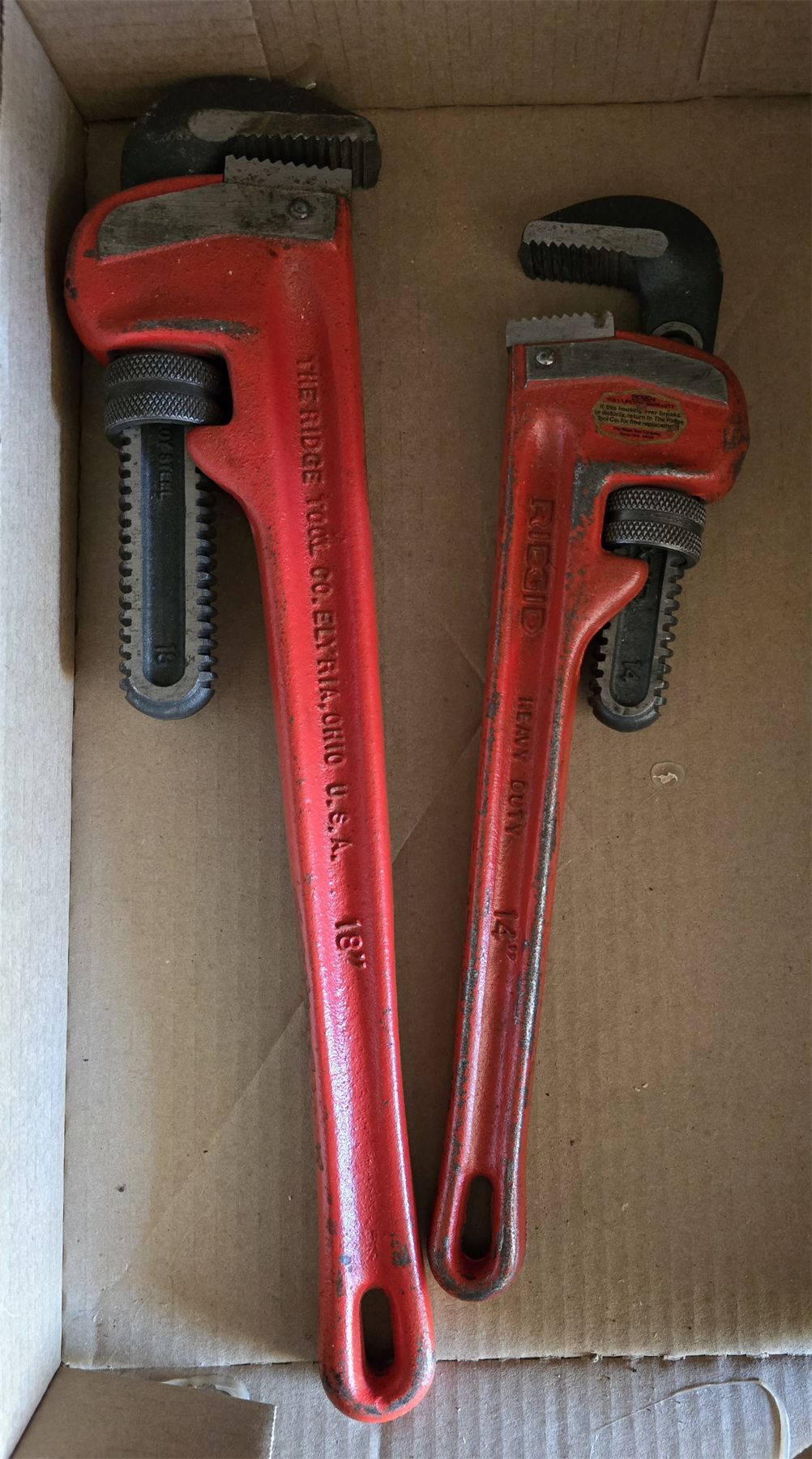 PAIR OF RIDGID PIPE WRENCHES