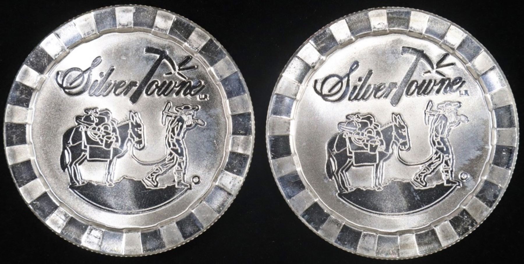 (2) 1 OZ .999 SILVER STACKABLE SILVERTOWNE ROUNDS