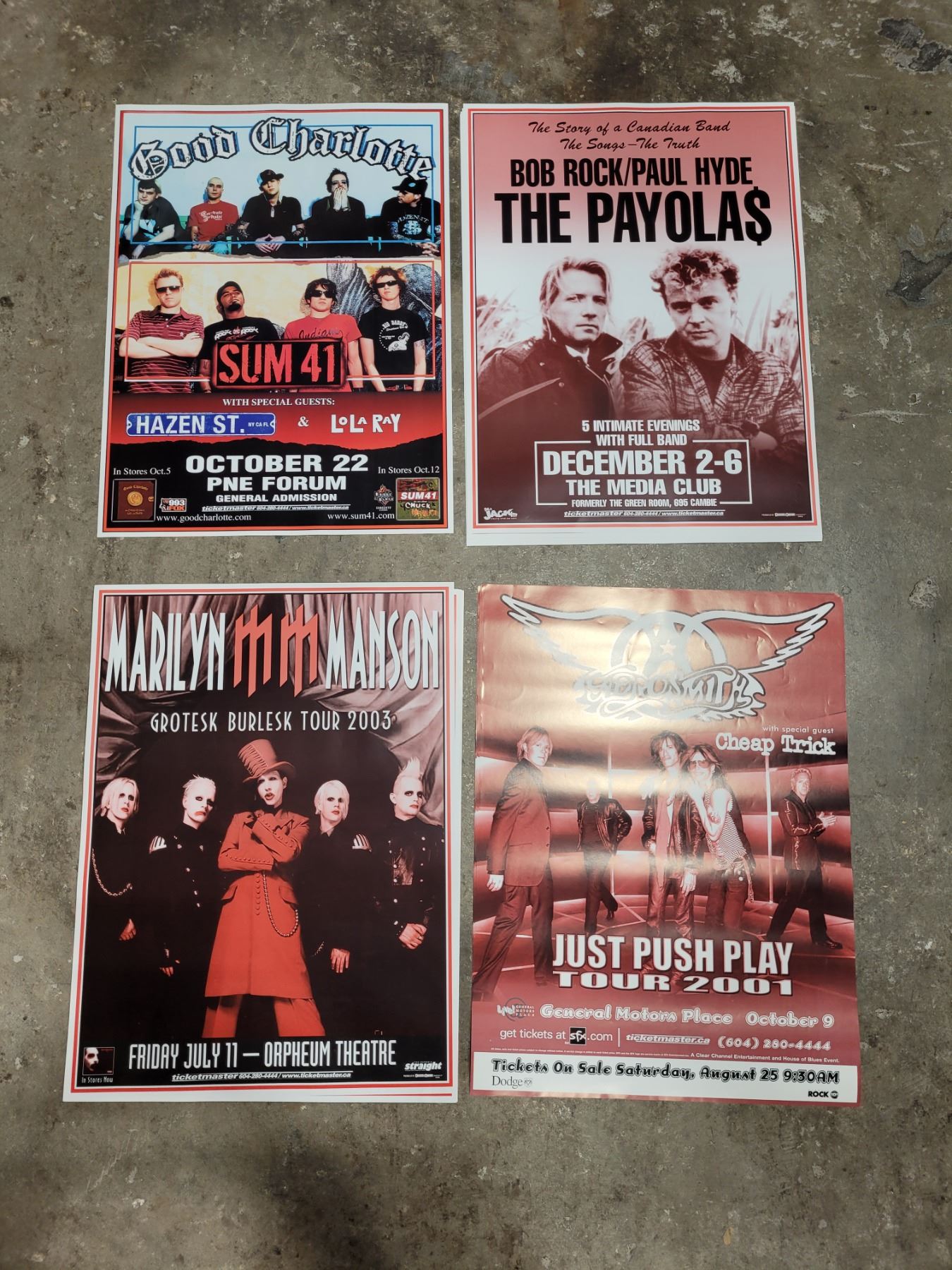 3 Stacks of Local Concert Posters (One Single- Good Charlotte)